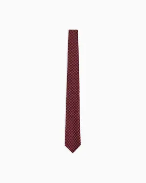 Giorgio Armani Pure Silk Polka-Dot Jacquard Neck Tie Red