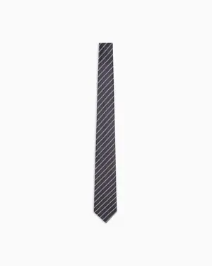 Giorgio Armani Pure Silk Neck Tie With Jacquard Stripes - Grey