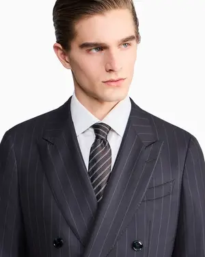 Giorgio Armani Pure Silk Neck Tie With Jacquard Stripes - Grey