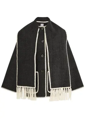 TOTEME Scarf-effect Wool-blend Jacket - Grey