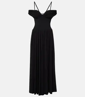 Simkhai Amarantha Off-shoulder Draped Maxi Dress