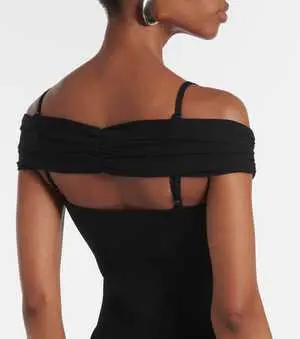 Simkhai Amarantha Off-shoulder Draped Maxi Dress