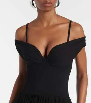 Simkhai Amarantha Off-shoulder Draped Maxi Dress