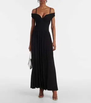 Simkhai Amarantha Off-shoulder Draped Maxi Dress
