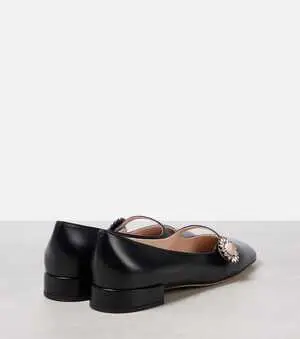 Valentino Garavani Embellished Leather Mary Jane Flats
