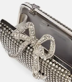 SELF-PORTRAIT Small Crystal-embellished Clutch - Silver