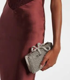 SELF-PORTRAIT Small Crystal-embellished Clutch - Silver