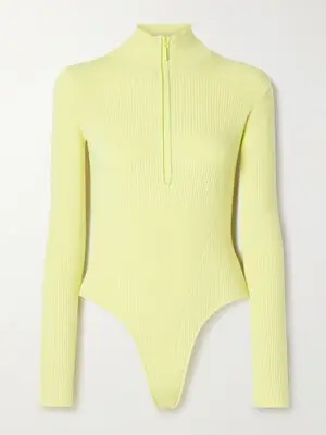 Cordova Butte Ribbed Merino Wool-blend Turtleneck Bodysuit - Yellow
