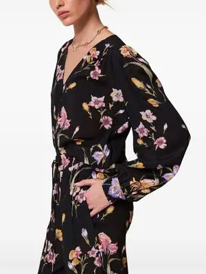 TWINSET Crêpe De Chine Floral Shirt - Black