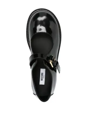Moschino Leather Mary Jane Flats - Black