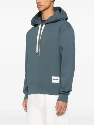 JIL SANDER Logo-patch Hoodie - Blue