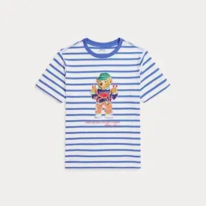 Ralph Lauren Polo Bear Striped Cotton Jersey Tee - Scottsdale Blue/white