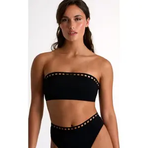 Shan Bandeau Bikini Top With Mosaic Cutouts - Black