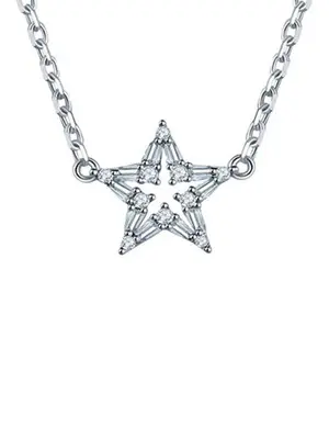 DLORIA Hollywood Sensation Crystal Star Pendant Necklace - Silver