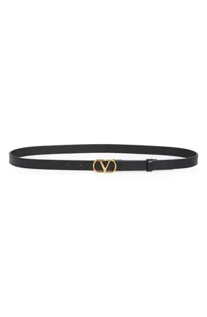 Valentino Garavani Vlogo Signature Leather Belt - Black
