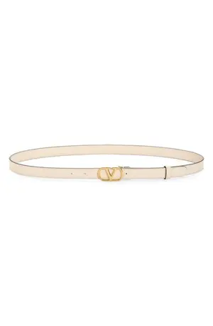 Valentino Garavani Valentino Garavani VLOGO Signature Leather Belt White Multi