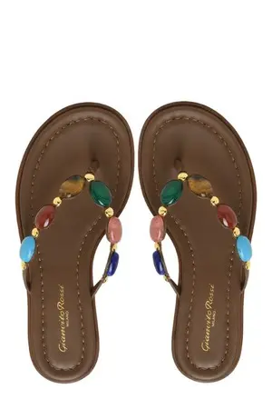 GIANVITO ROSSI Shanti Thong 05 Flats - Brown
