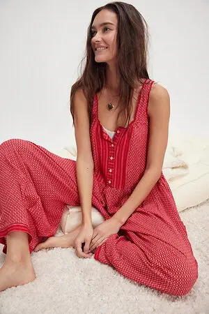 Free People Full Bloom Romper - Red Pop Combo