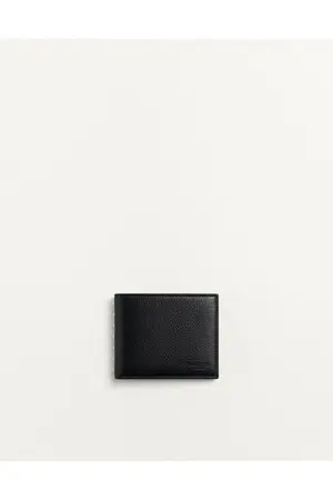 Valentino Garavani Rockstud Wallet In Grainy Calfskin - Black