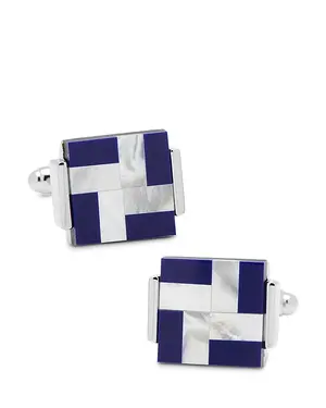 CUFFLINKS, INC. Mother Of Pearl And Lapis Windmill Square - Blue