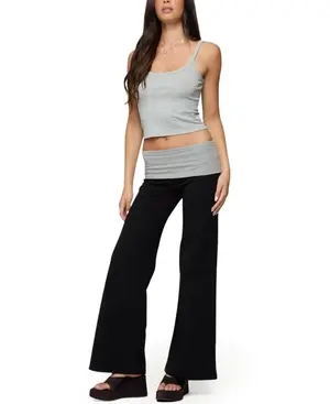 EDIKTED Wide-leg Fold-over Pants - Black