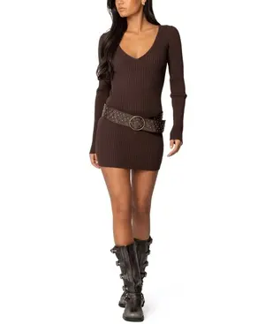EDIKTED Ribbed Knit Mini Dress