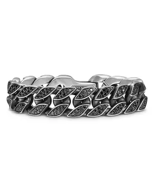 David Yurman Curb Chain Bracelet With Black Diamonds - Black/silver
