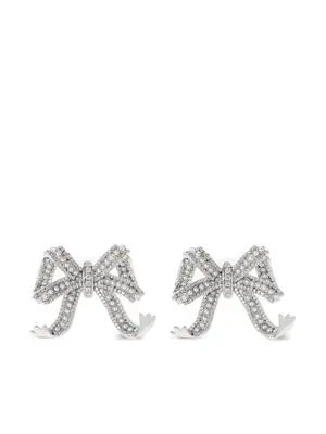 SELF-PORTRAIT Pearl Crystal Bow Earrings