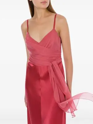Alberta Ferretti V-neck Satin Midi Dress