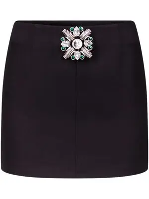 AREA Brooch-detail Mini Skirt - Black