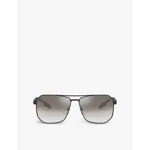 Prada Pillow-frame Steel Sunglasses - Black