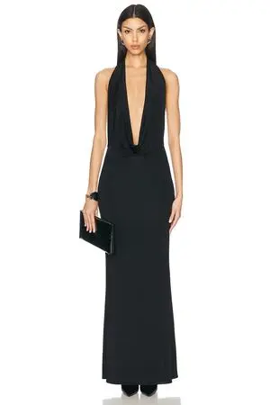 Lapointe Jersey Cowl Neck Gown - Black