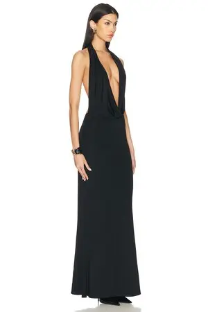 Lapointe Jersey Cowl Neck Gown - Black