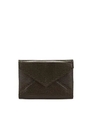 Saint Laurent Lizard Credit Card Case In Brown - Dark Seaweed