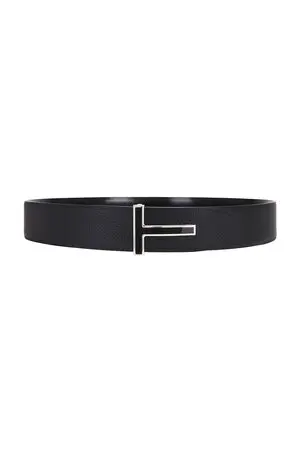 TOM FORD Shiny Smooth Calf Reversible T Belt 40mm - Black