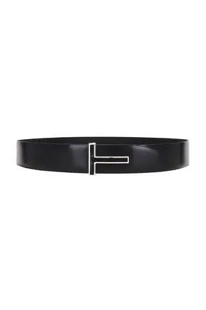 TOM FORD Shiny Smooth Calf Reversible T Belt 40mm - Black