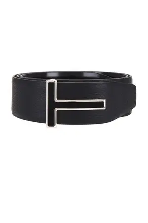 TOM FORD Shiny Smooth Calf Reversible T Belt 40mm - Black