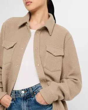 GOD & APOS;S TRUE CASHMERE God's True Cashmere Waffle Shirt Jacket - Blush