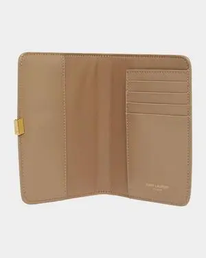 Saint Laurent Passport Holder In Calfskin - Toffee