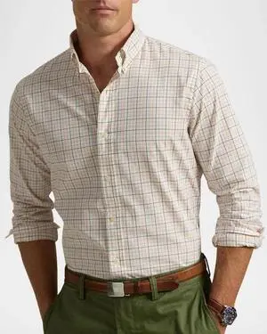 Polo Ralph Lauren Apos;s Classic-fit Tattersall Poplin Shirt - Orange Multi
