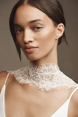 A.B. ELLIE Wide Lace Neck Tie - White