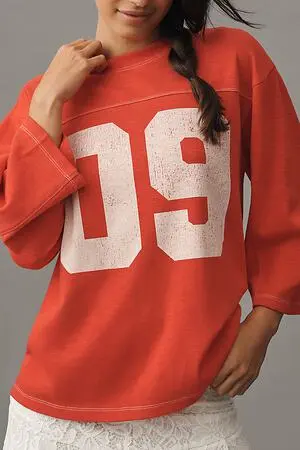 PILCRO 3/4 Sleeve Varsity T-shirt - Red