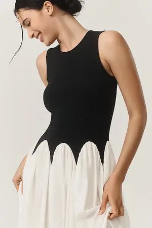 SIEMPRE Michelle Sleeveless Colorblock Midi Dress