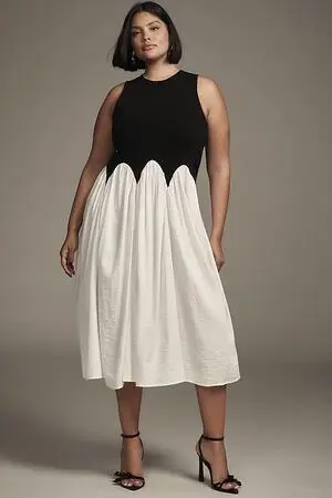 SIEMPRE Michelle Sleeveless Colorblock Midi Dress