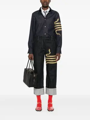 Thom Browne Snake-embroidered Chino Jeans