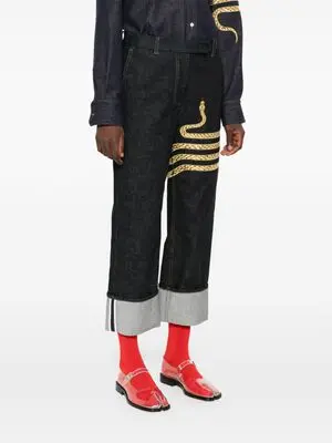 Thom Browne Snake-embroidered Chino Jeans