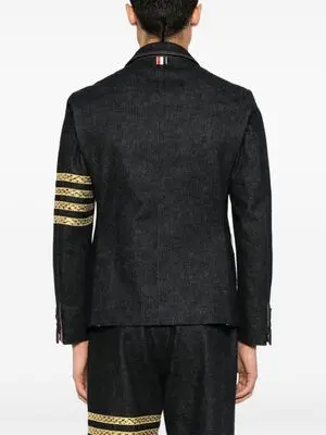 Thom Browne 4-bar Snake-embroidered Denim Blazer