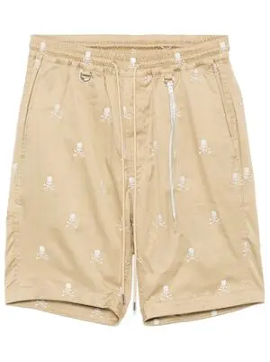 MASTERMIND WORLD Logo-embroidered Shorts - Neutrals