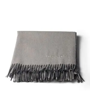Prada Two-tone Cashmere And Wool Throw - Grey