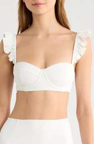 HUTCH Ruffle Underwire Bikini Top - Ivory Solid